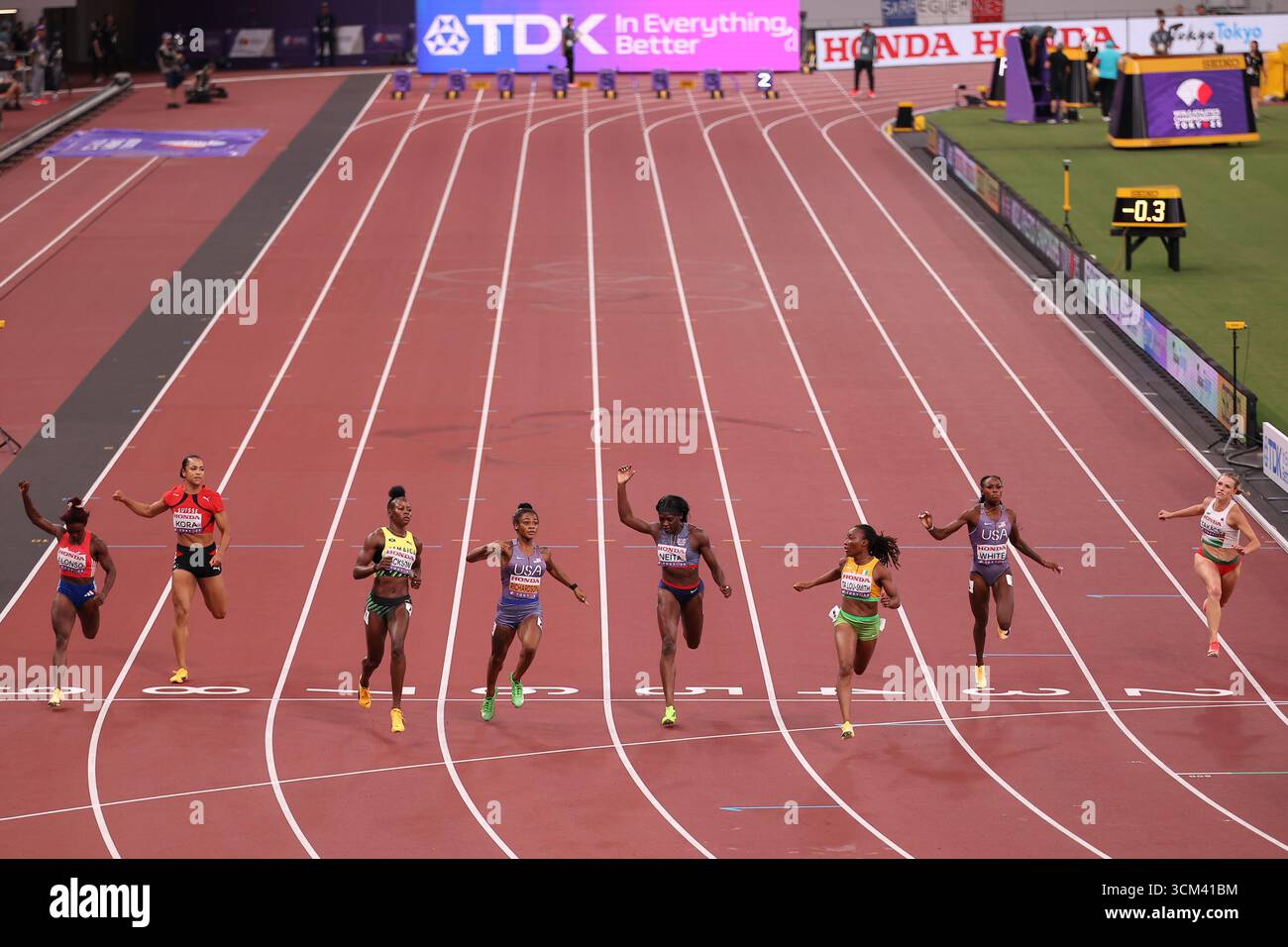 Marie-Josee Ta Lou-Smith (CIV) wins her 100m semi final ahead of ...