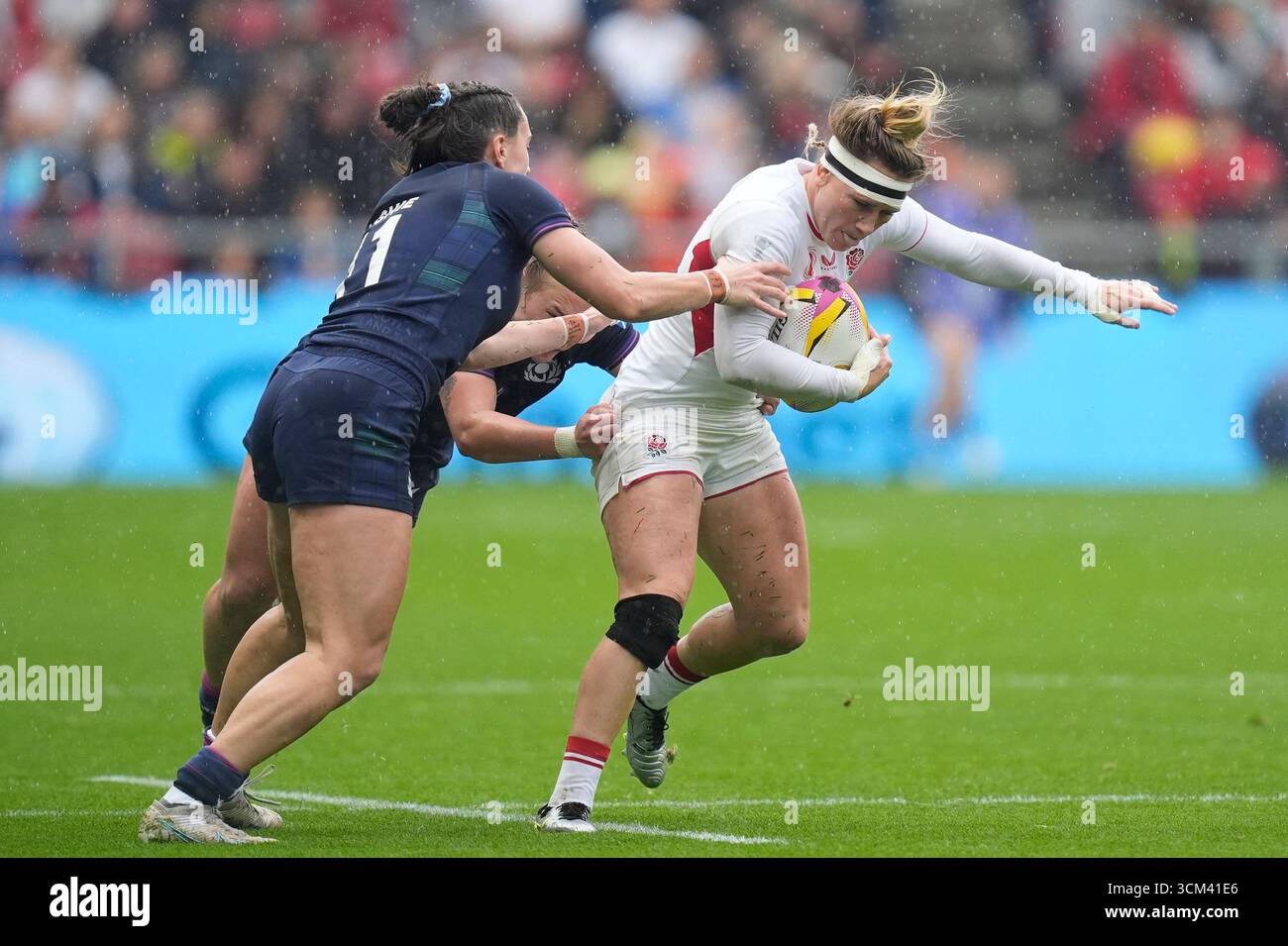 England S Megan Jones Right Is Tackled During The Women S Rugby World