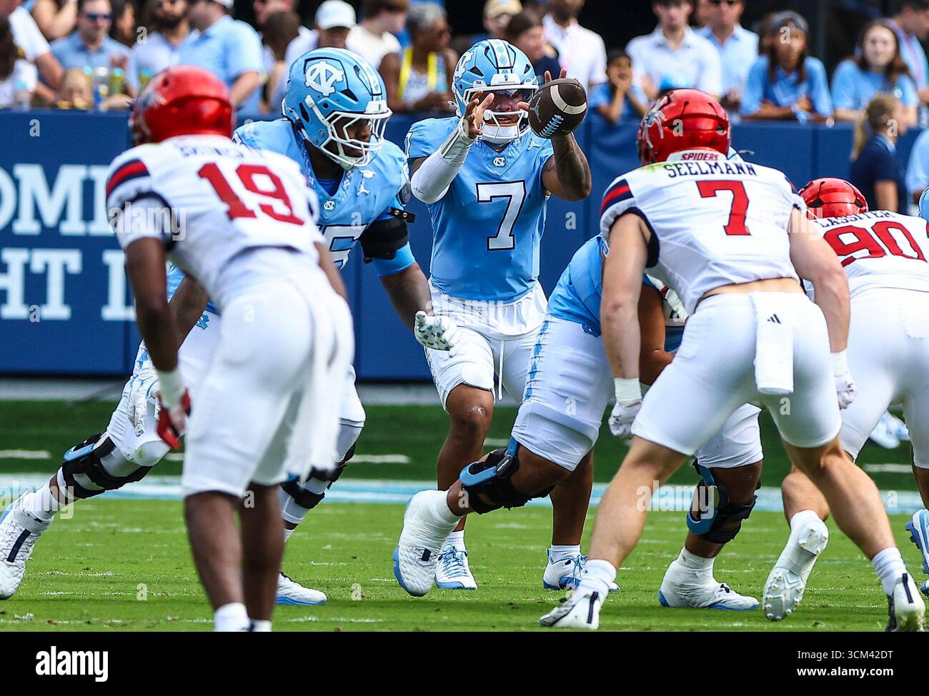 September 13, 2025: North Carolina quarterback Gio Lopez (7) takes snap ...