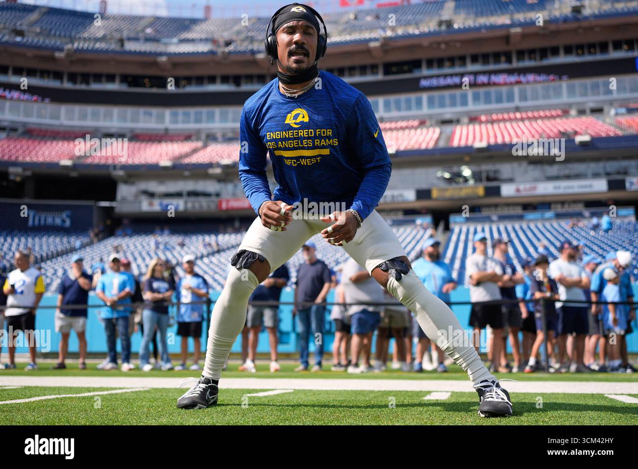 Los Angeles Rams cornerback Ahkello Witherspoon warms up prior to an ...
