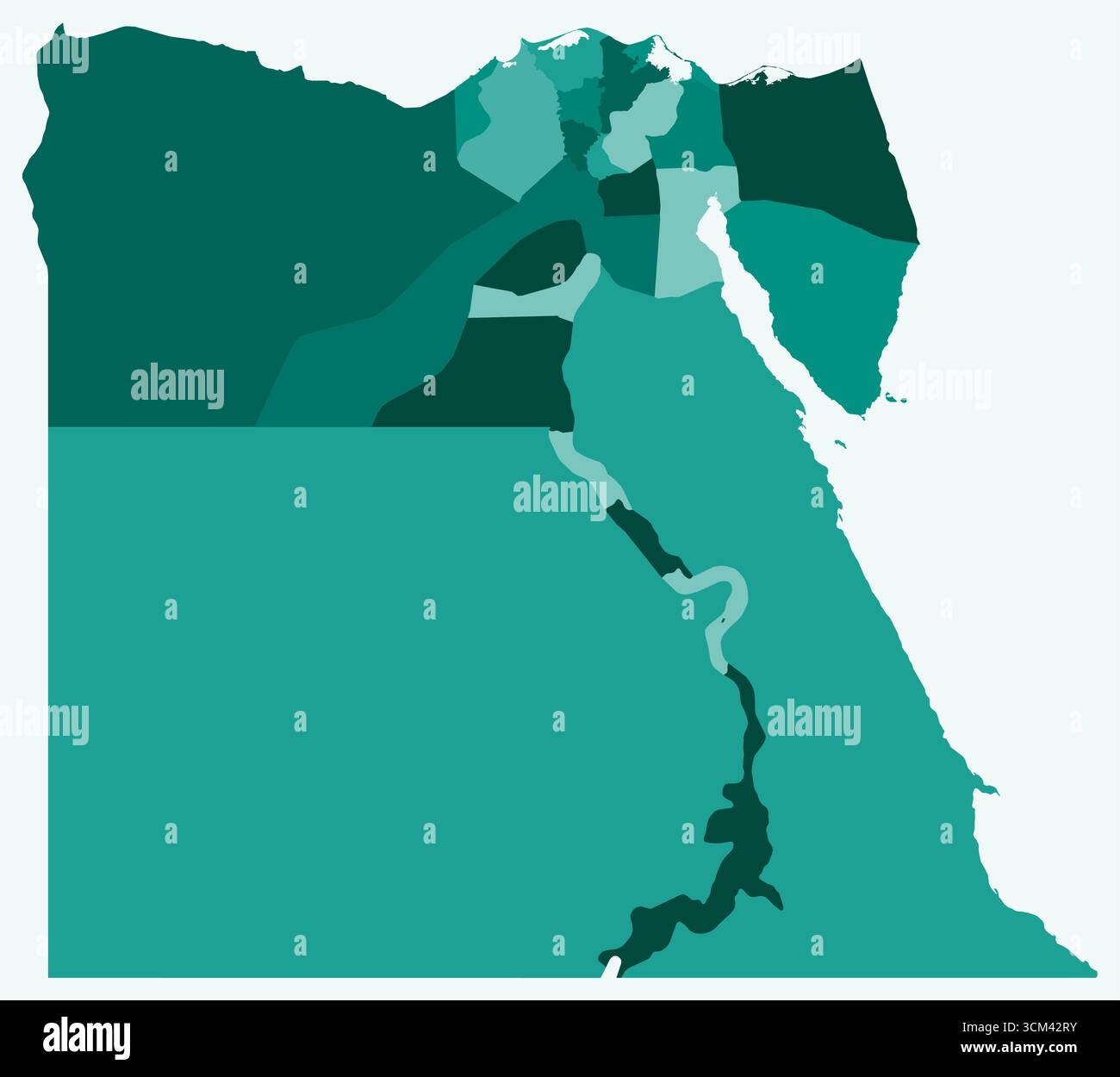 Map of Egypt with regions. Just a simple country border map with region ...