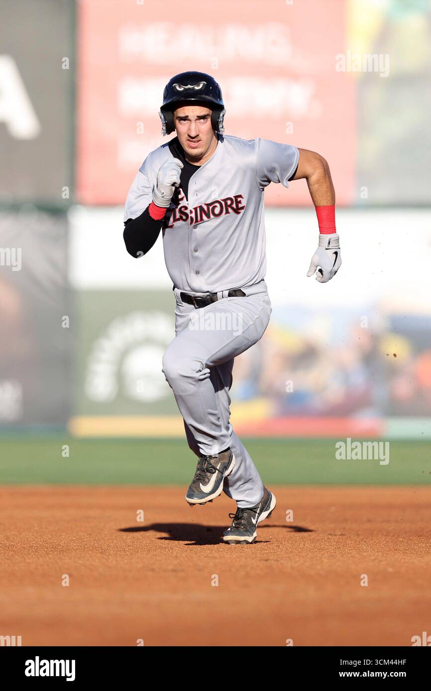 Dylan Grego (5) of the Lake Elsinore Storm runs the bases against the ...
