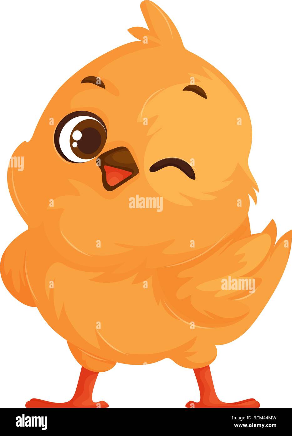 A cartoon chick is depicted in a playful pose, winking with one eye ...