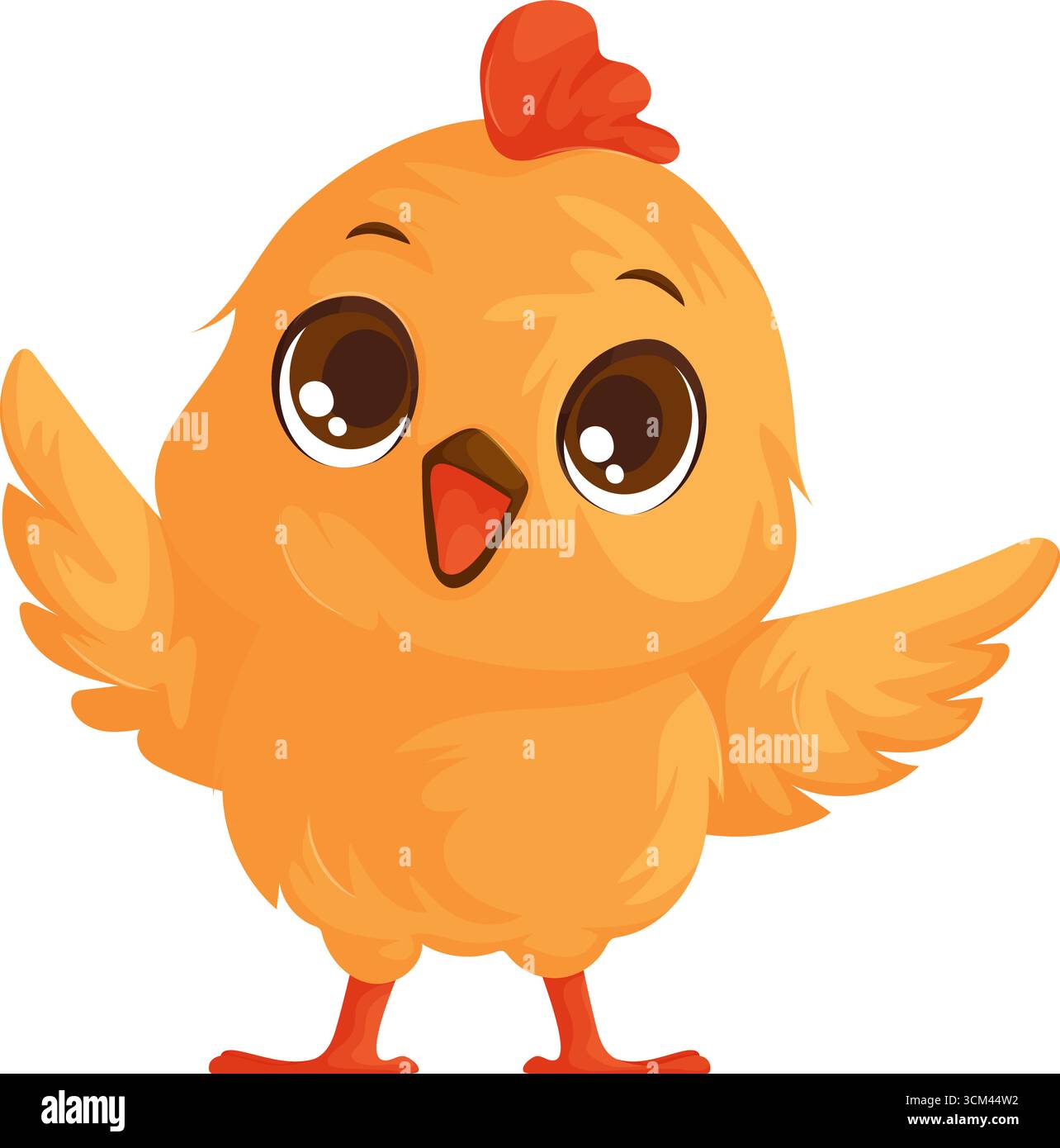 A bright cartoon chickadee is illustrated with a smooth texture and ...