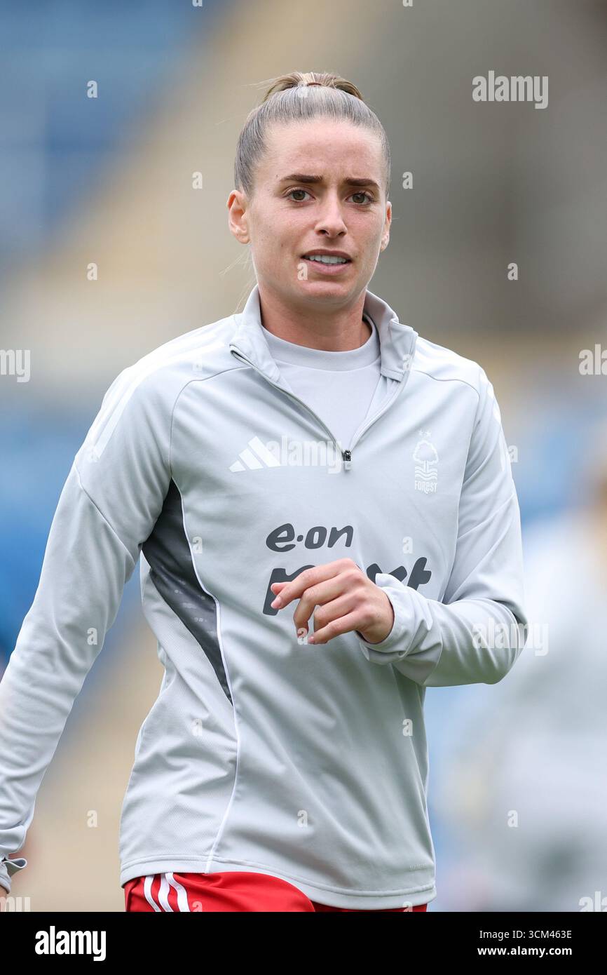 Chloe Mustaki, of Nottingham Forest Women, warming up before the match ...