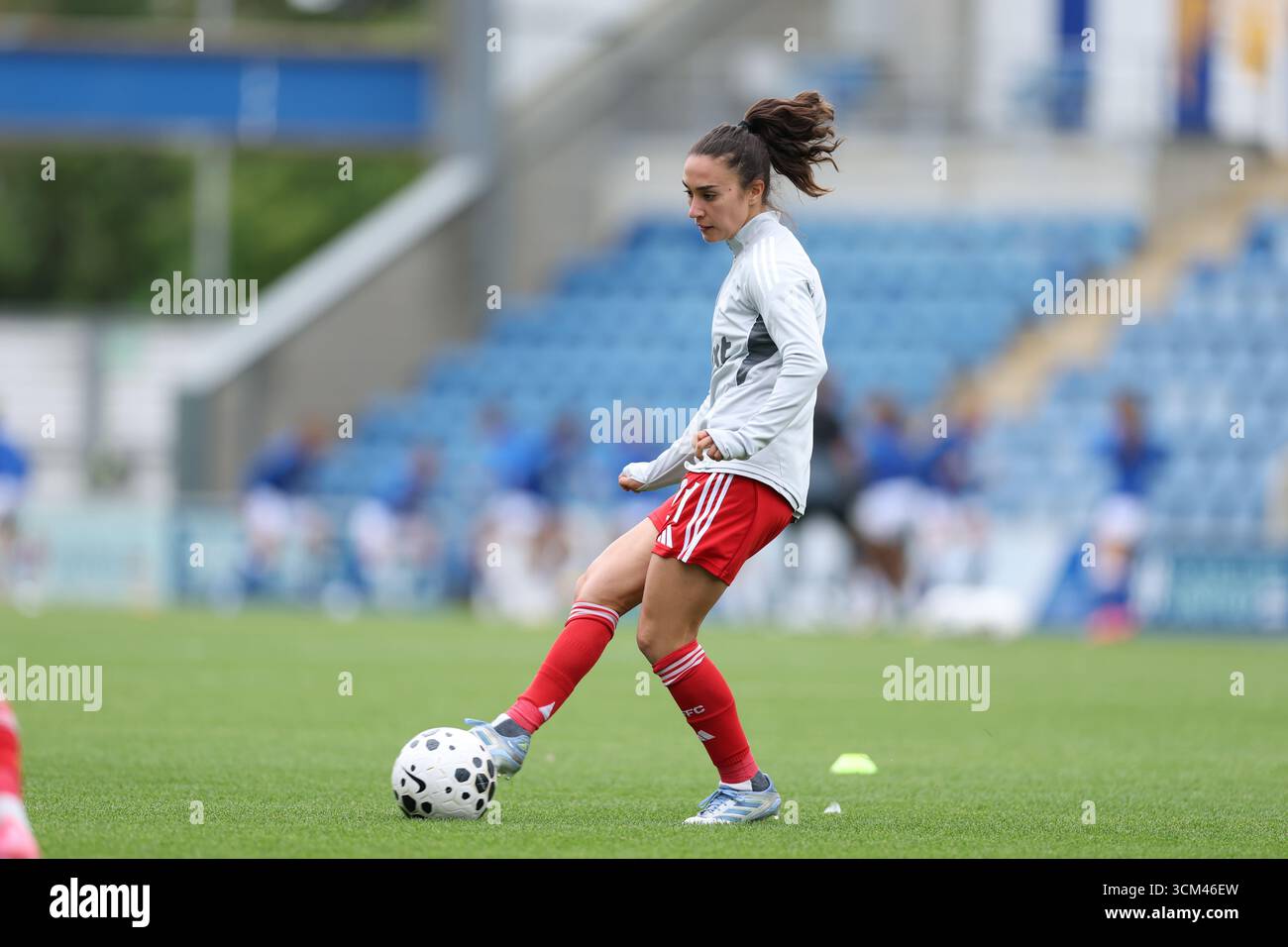 Chloe Mustaki, of Nottingham Forest Women, warming up before the match ...