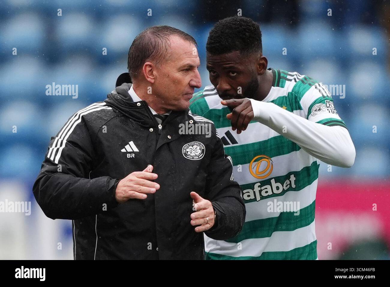 Celtic manager Brendan Rodgers (left) with Kelechi Iheanacho after the ...