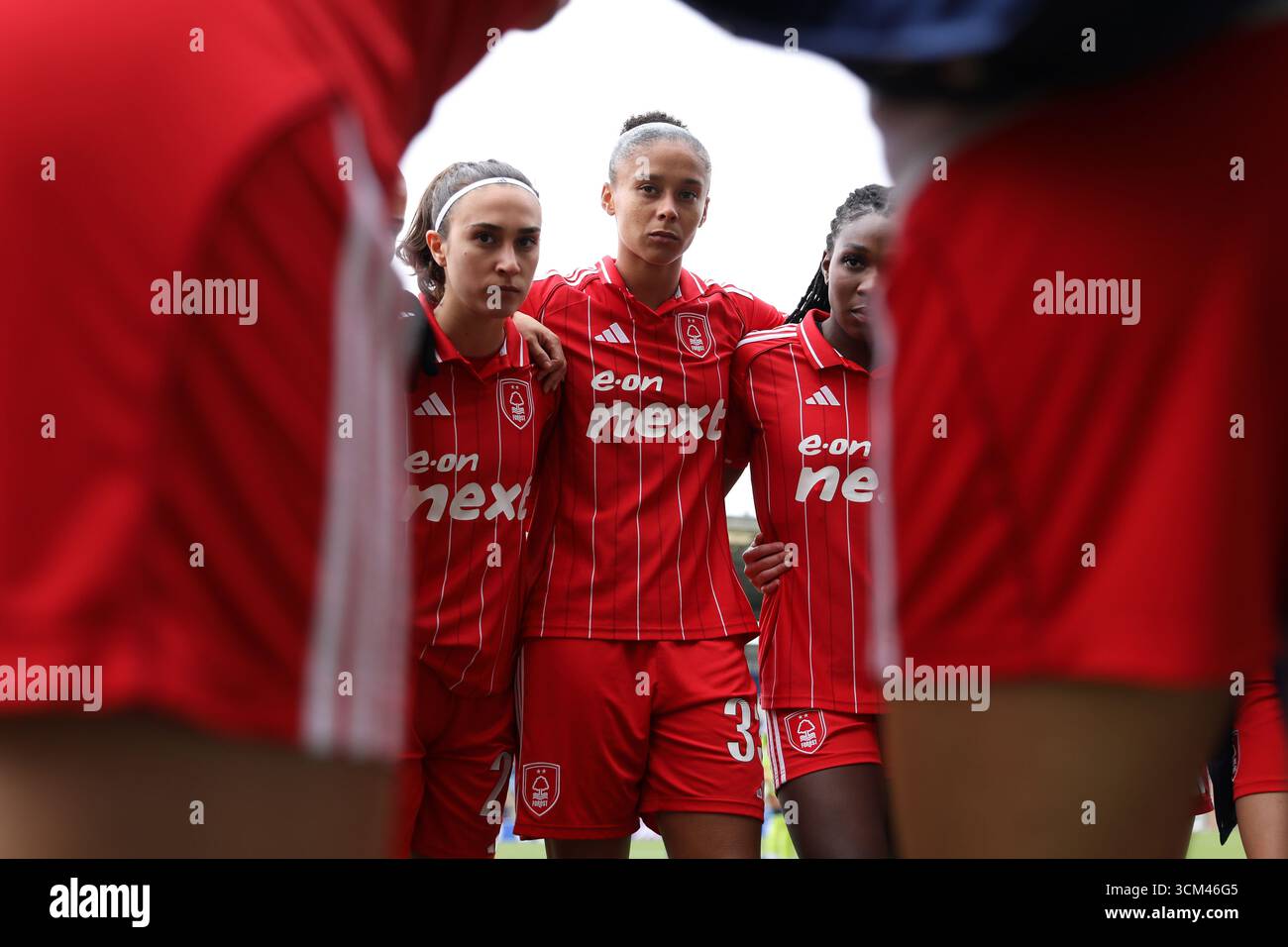 Nottingham Forest Women players huddle ahead of the match between ...