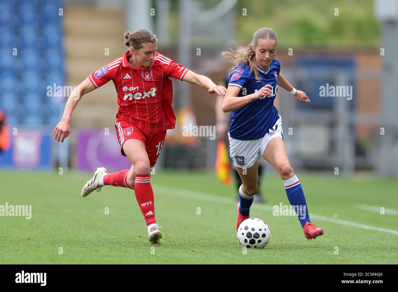 Ruby Doe, of Ipswich Town Women, under pressure during the match ...