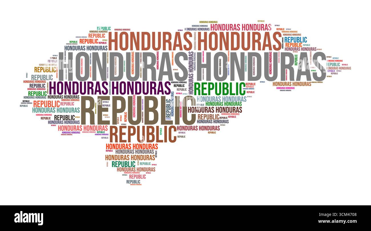 Honduras country shape word cloud. Typography style country ...