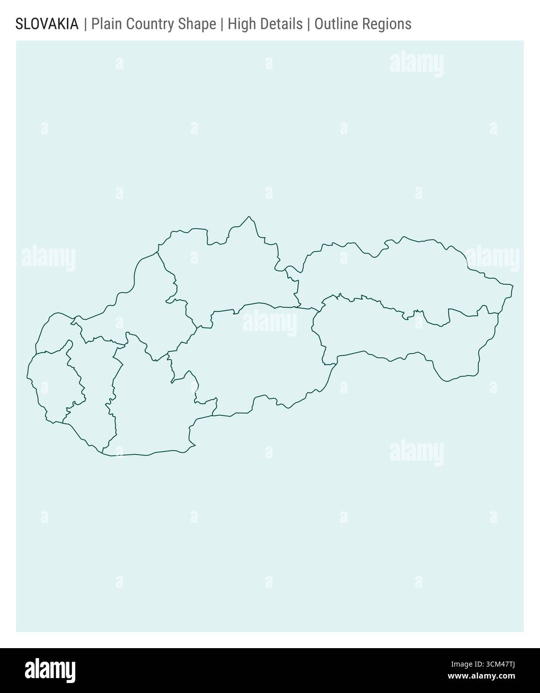Slovakia plain country map. High details. Outline regions style. Shape ...