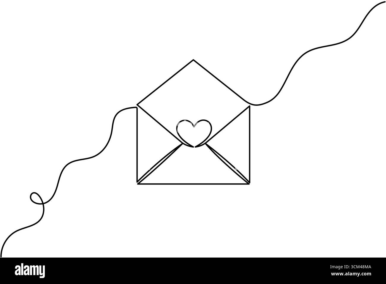 Envelope icon one line drawing and outline vector Stock Vector Image ...