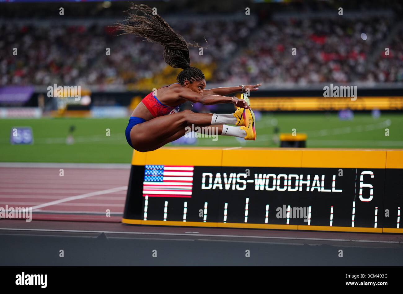(250914) -- TOKYO, Sept. 14, 2025 (Xinhua) -- Tara Davis-Woodhall of ...
