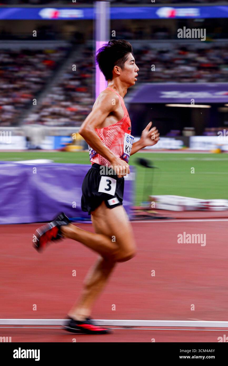 Jun Kasai of Japan competing in the Men's 10,000 Metres Final during World Athletics ...