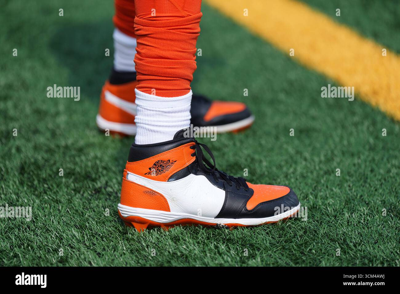 The cleats of Cincinnati Bengals quarterback Joe Burrow are shown ...