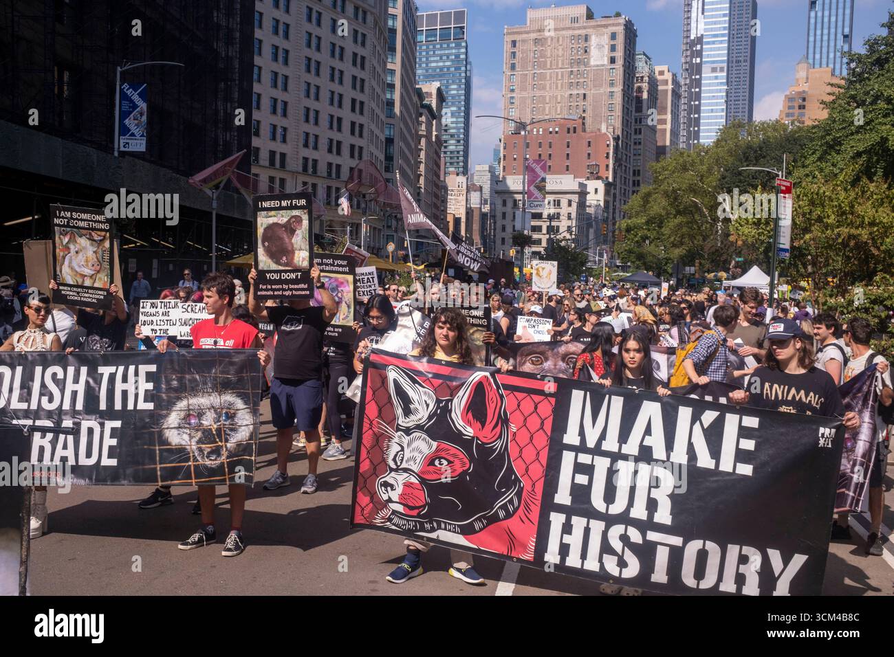NEW YORK, NEW YORK - SEPTEMBER 13: Hundreds of animal rights protesters ...