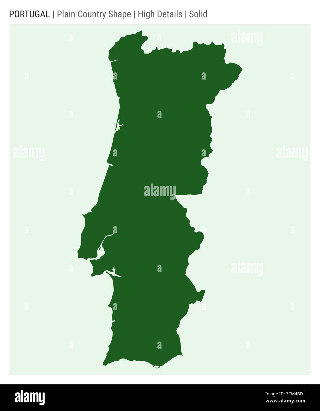 Portugal plain country map. High details. Solid style. Shape of ...