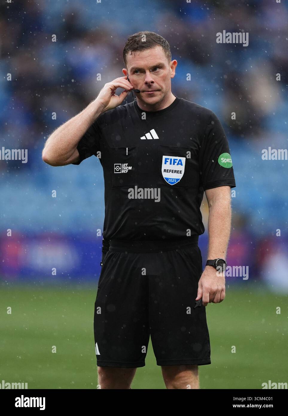 Referee John Beaton during the William Hill Premiership match at BBSP ...