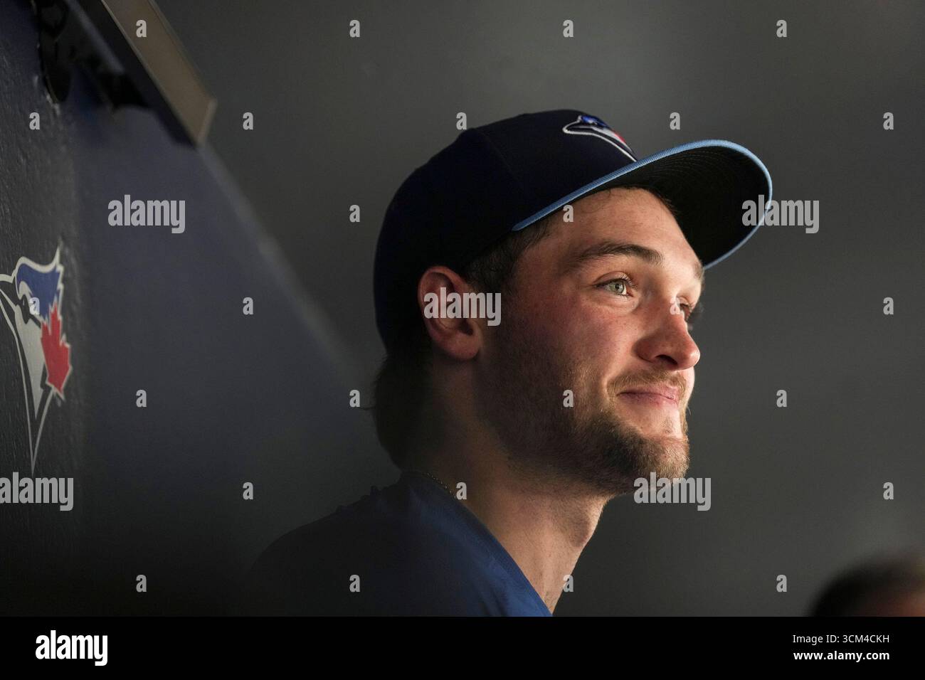Toronto Blue Jays' Trey Yesavage talks to members of the media ahead of ...