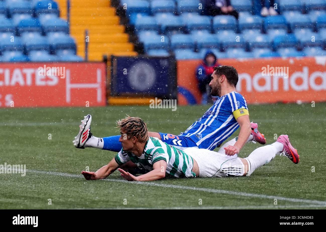 Celtic's Daizen Maeda (bottom) scores his sides first goal during the ...