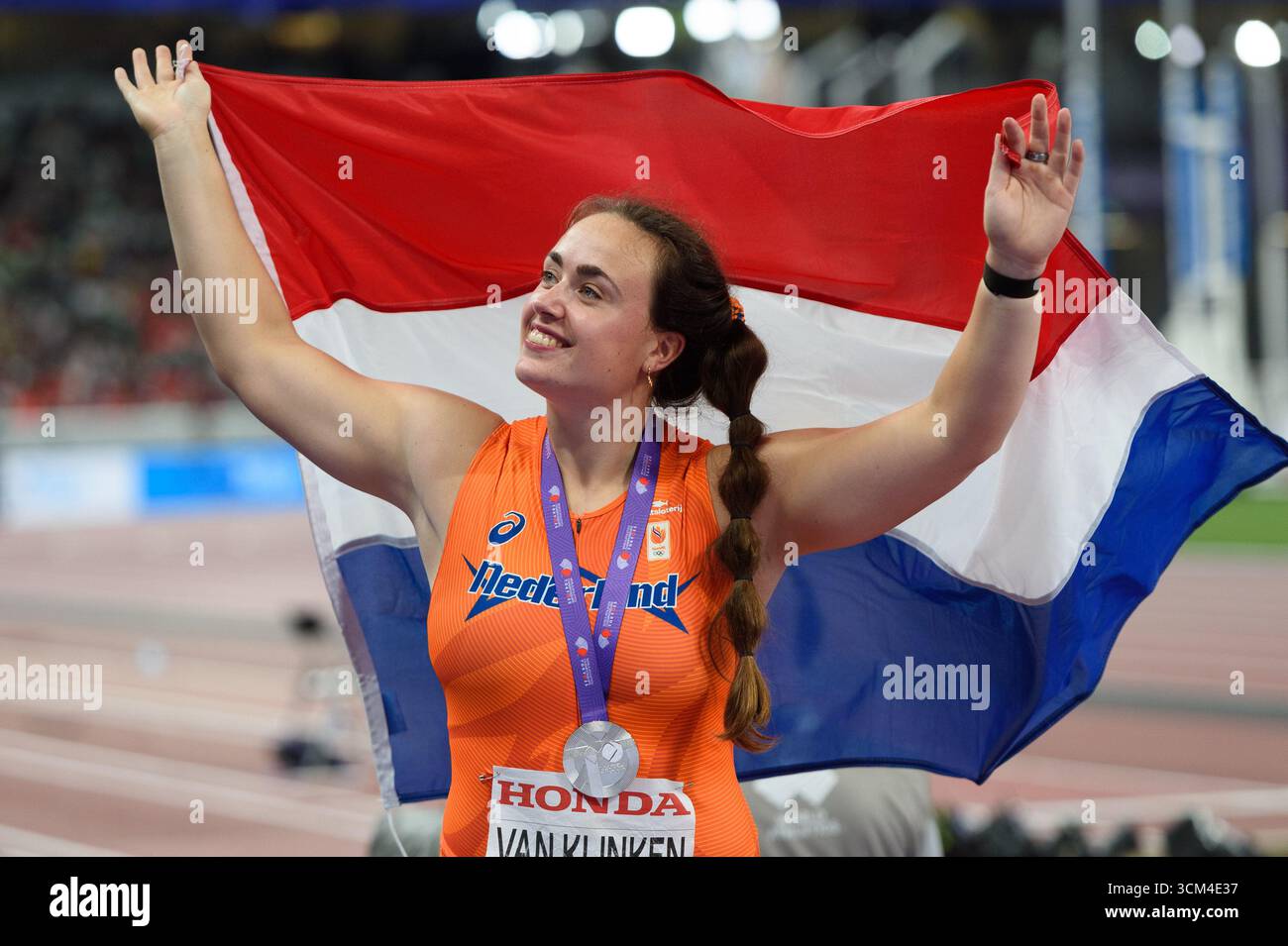 Jorinde van Klinken (Netherlands) celebrating her silver medal after ...