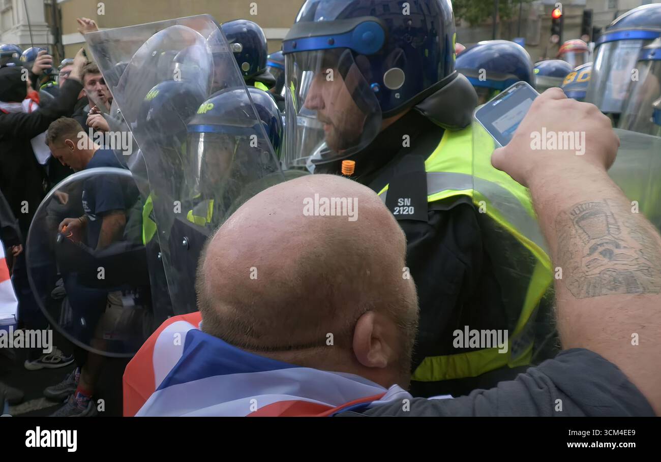 London UK 13th September 2025 Police and injuries Tommy Robinson Unite ...