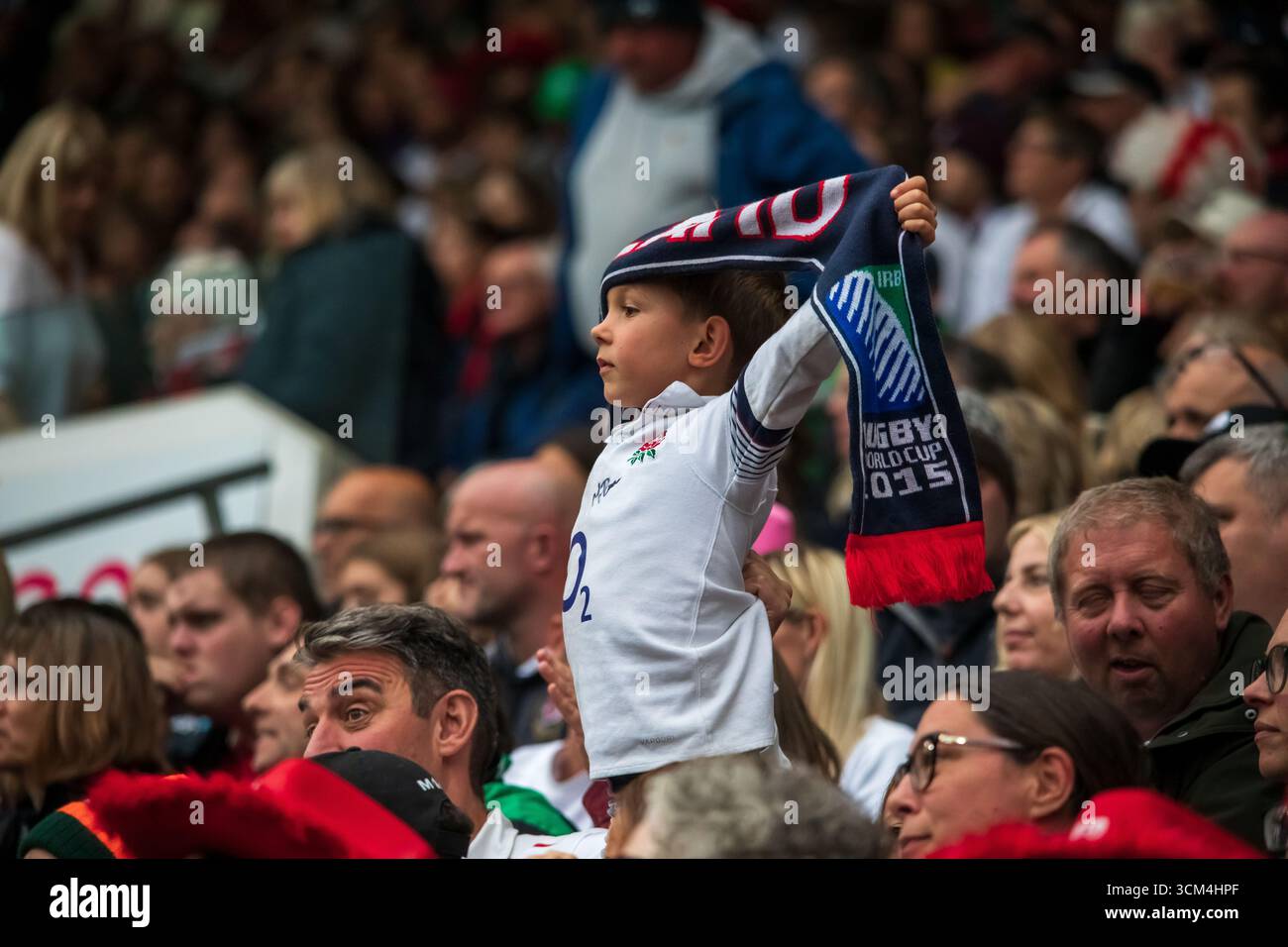 Bristol, UK, 14th September 2025 A young England fan celebrates the win ...