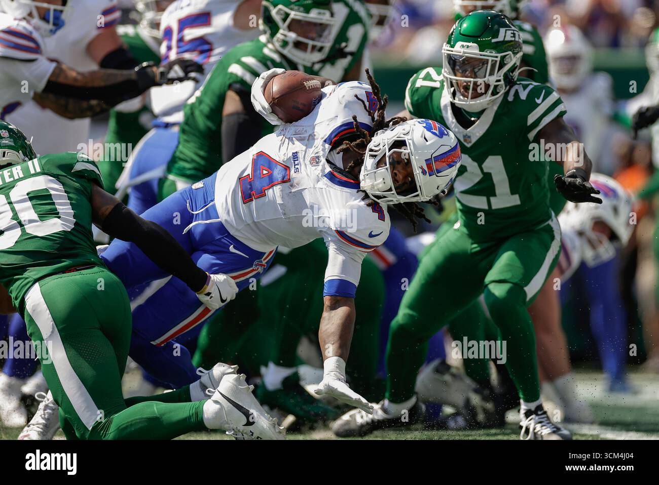 Buffalo Bills running back James Cook (4) crosses the goal line to ...