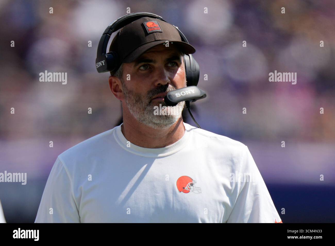 Cleveland Browns head coach Kevin Stefanski watches during the first ...