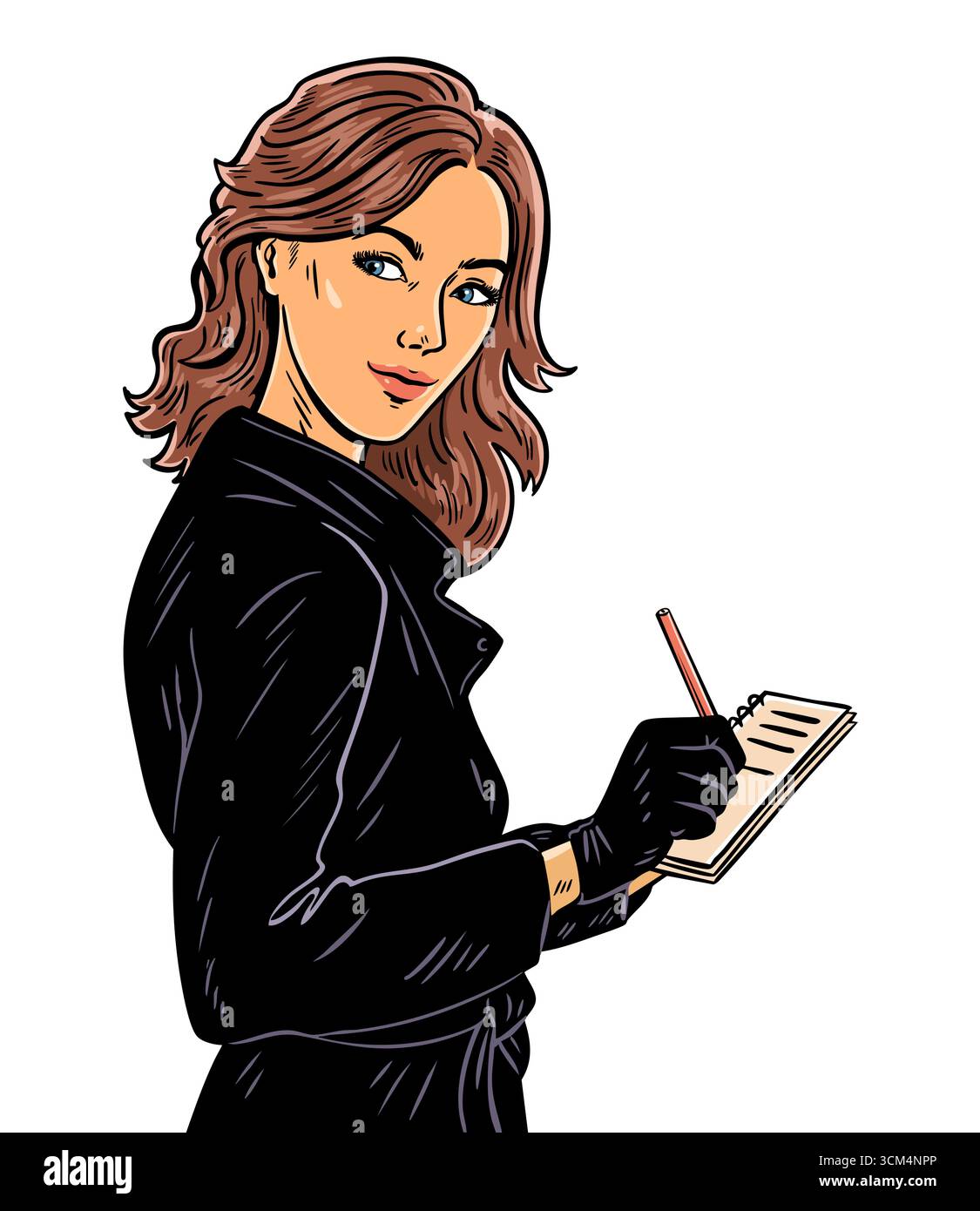 Female detective writing notes in noir style Stock Vector Image & Art ...