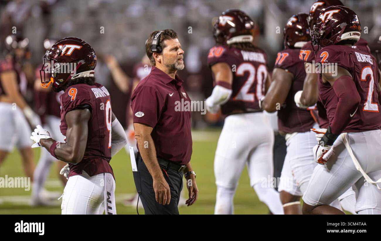 Virginia Tech head coach Brent Pry on the sidelines against Old ...