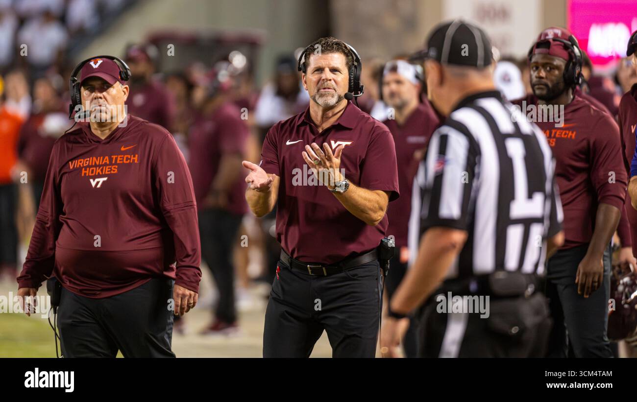 Virginia Tech head coach Brent Pry on the sidelines against Old ...