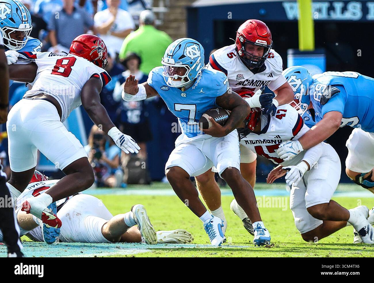 September 13, 2025: North Carolina quarterback Gio Lopez (7) runs on ...