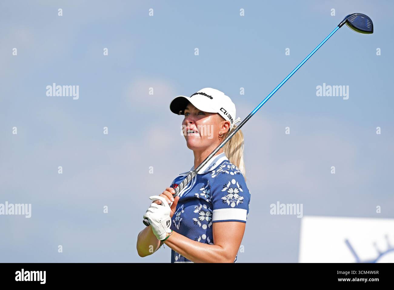 MAINEVILLE, OH - SEPTEMBER 14: LPGA golfer Charley Hull plays her tee shot on the first hole ...