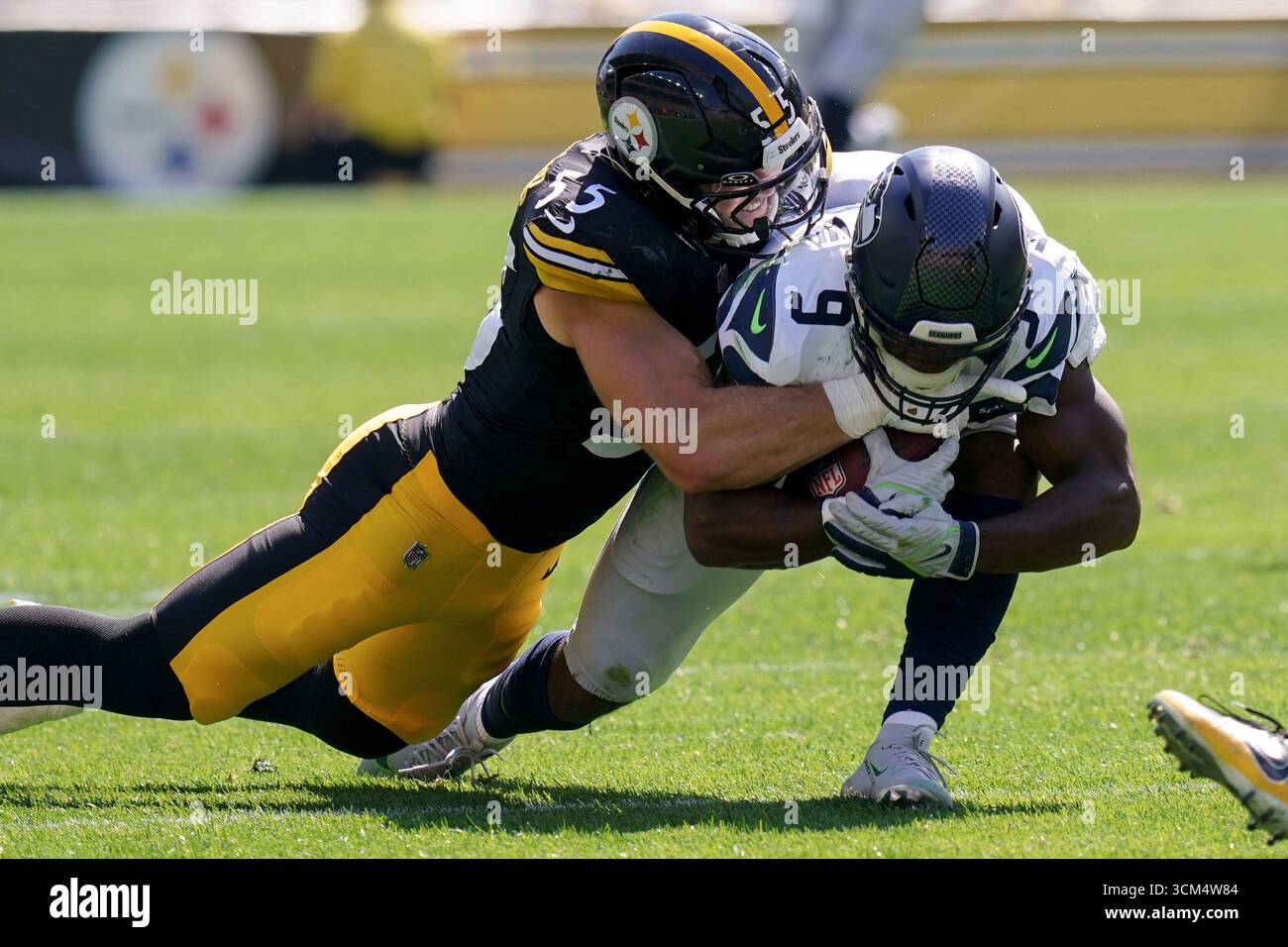 Seattle Seahawks running back Kenneth Walker III (9) is taken down by ...