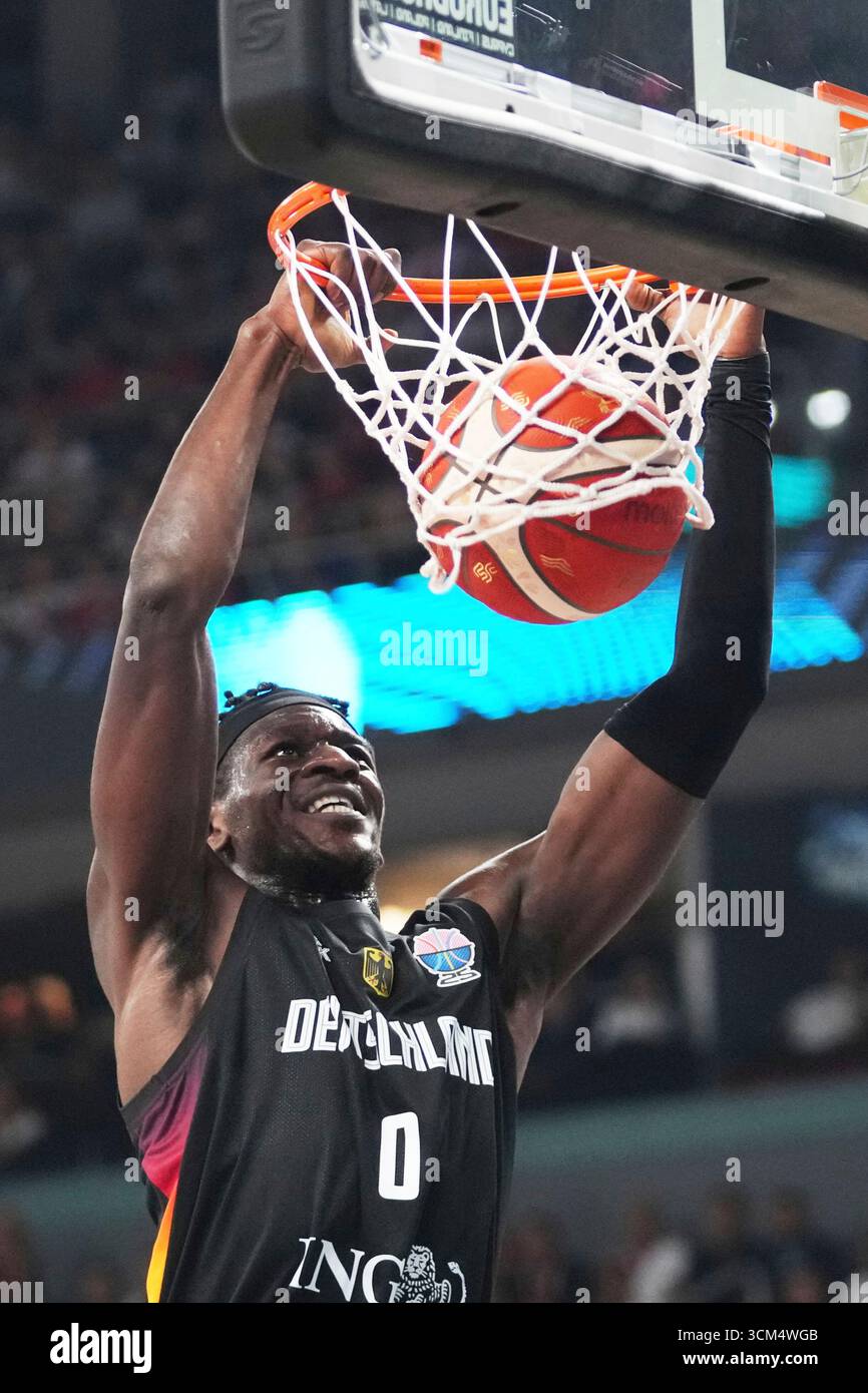 Germany's Isaac Bonga dunks the ball during the Eurobasket, European ...