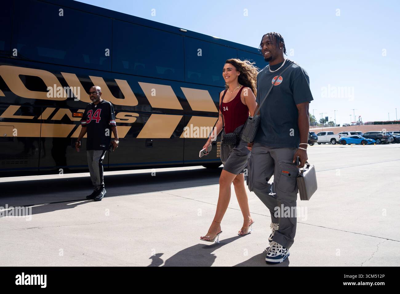 Arizona Cardinals safety Jalen Thompson (right) arrives to State Farm ...