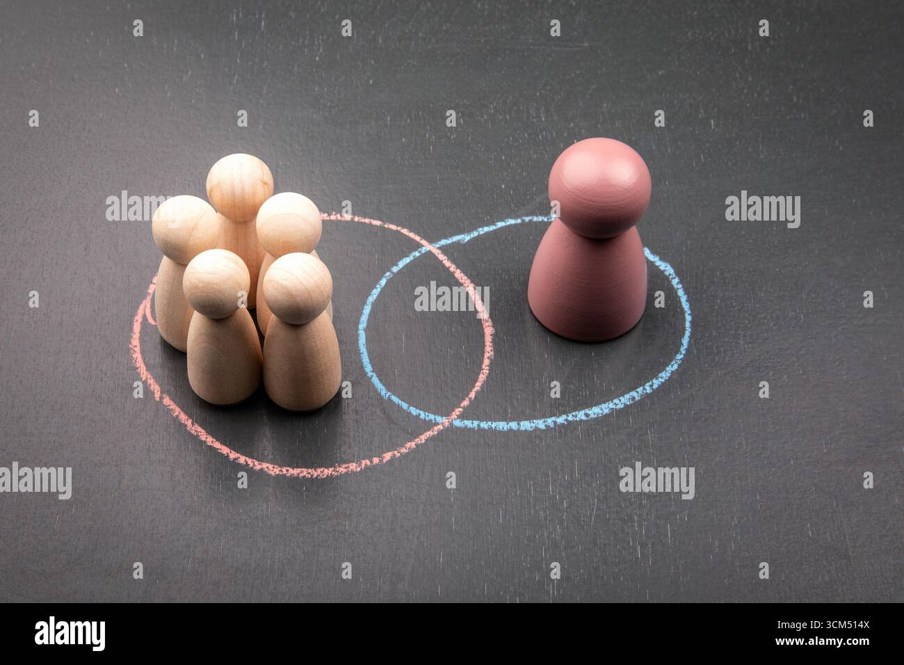 Social identity and exclusion concept with isolated figure and group ...