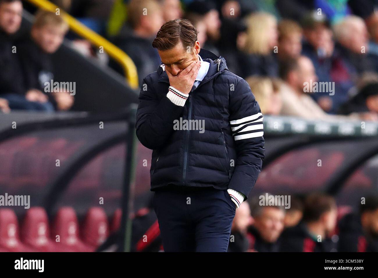 Burnley manager Scott Parker reacts during the Premier League match at ...