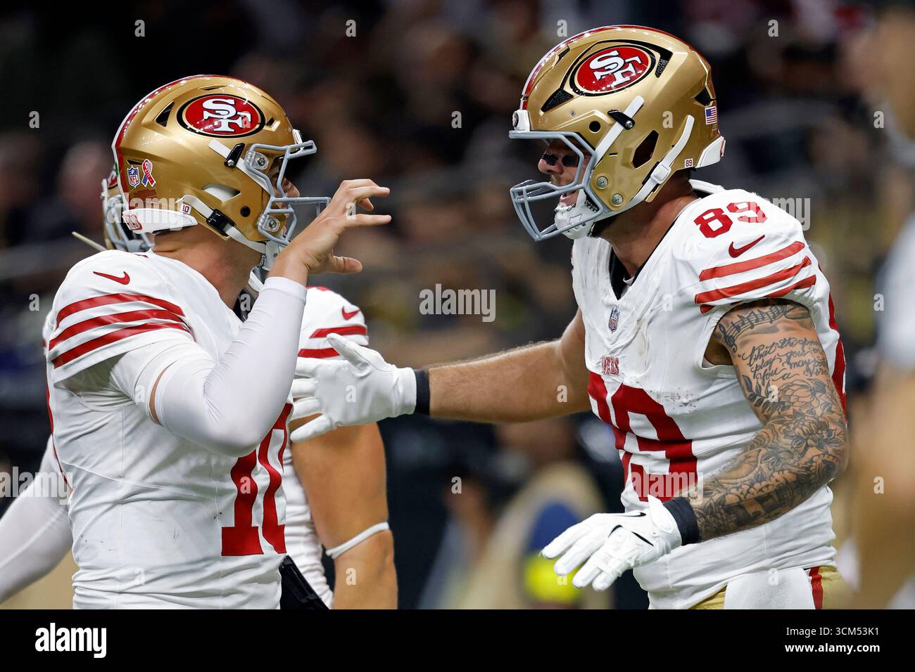 San Francisco 49ers tight end Luke Farrell (89) celebrates after ...