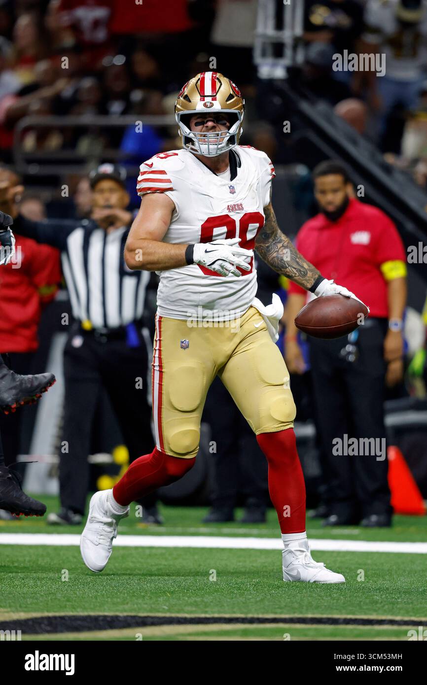San Francisco 49ers tight end Luke Farrell (89) celebrates after ...