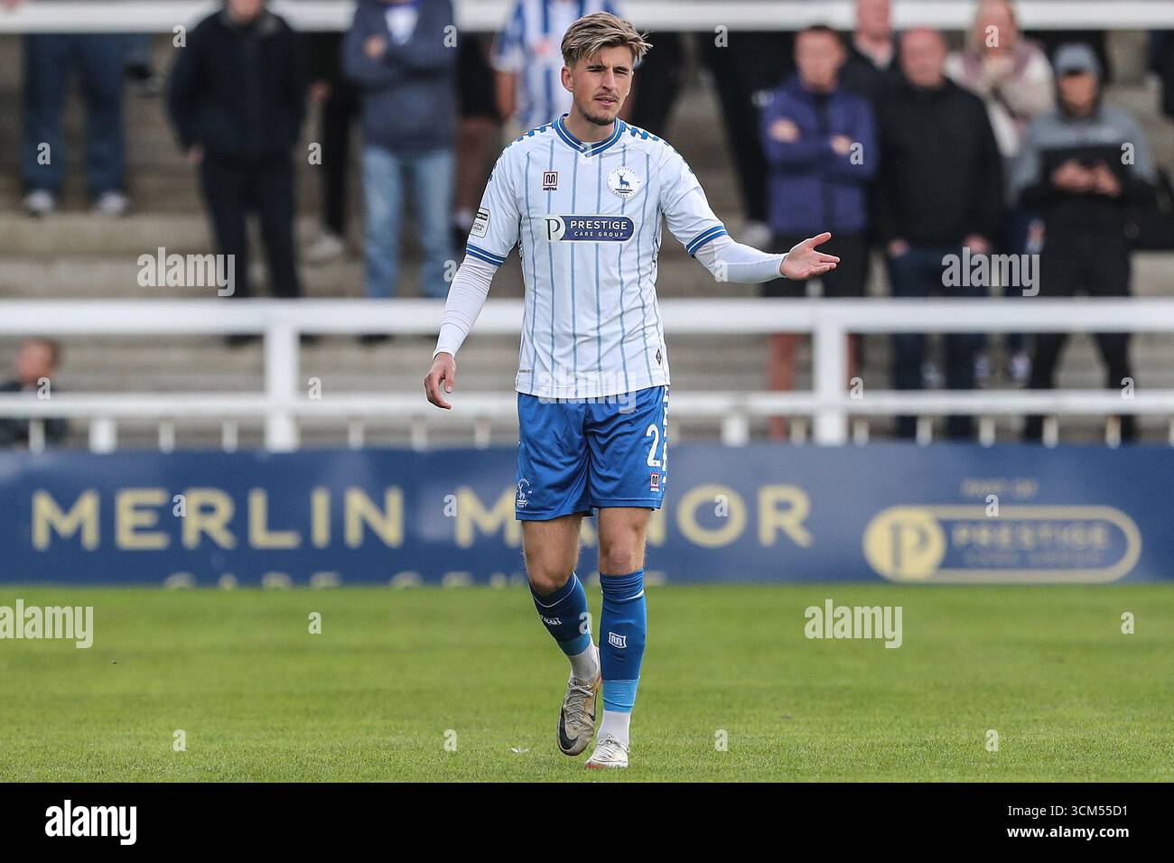 Jay Benn of Hartlepool United in action during the The Enterprise ...