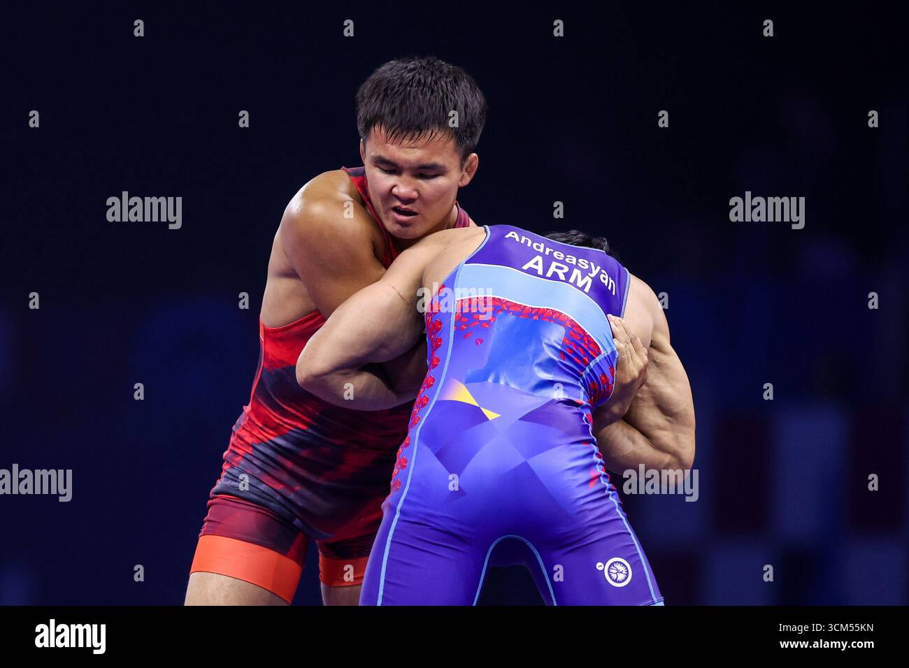 ZAGREB, CROATIA - SEPTEMBER 14: Arman Andreasyan of Armenia (blue ...