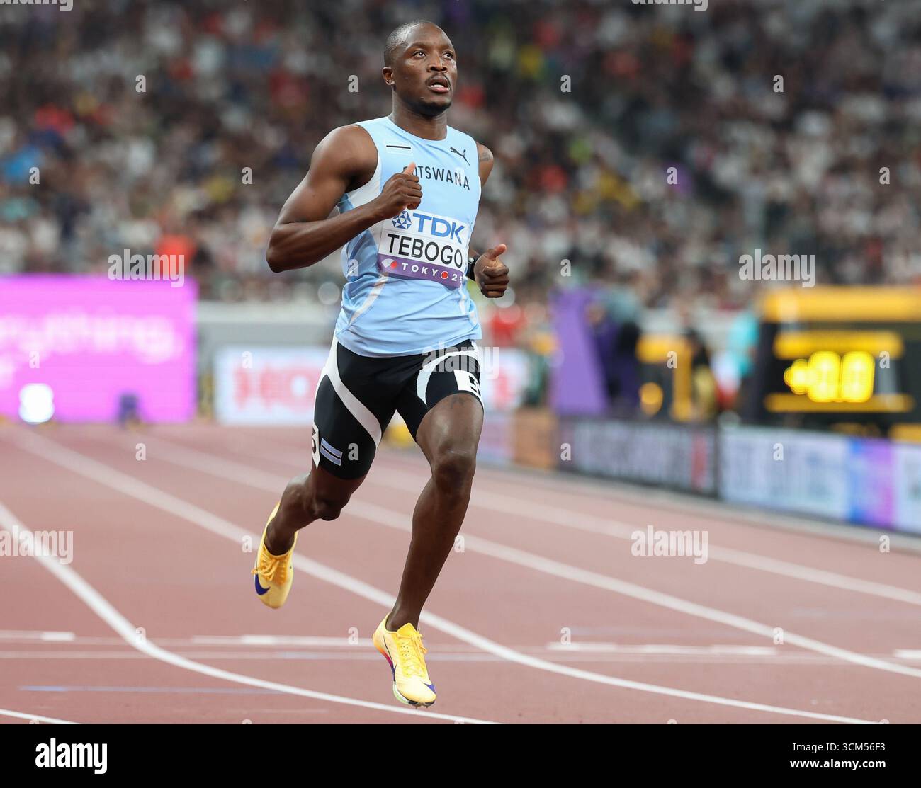 LETSILE TEBOGO of Botswana is second in the Men's 100m Semi Final 3 at ...