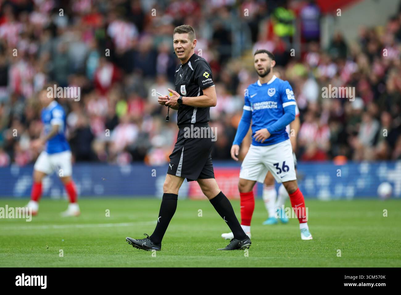 Southampton, UK. 14th Sep, 2025. Referee Matthew Donohue during the ...