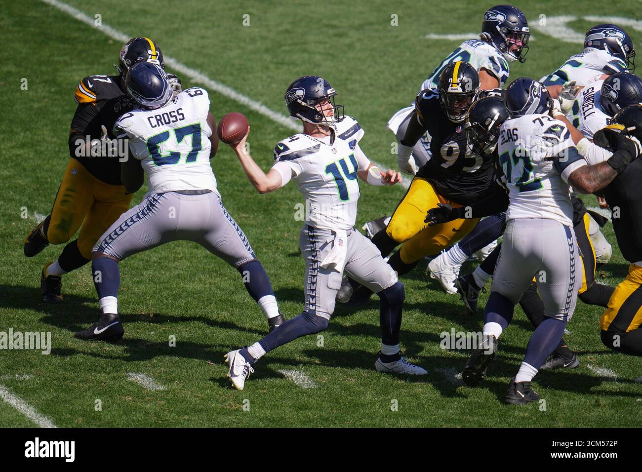 Seattle Seahawks quarterback Sam Darnold (14) throws during the second ...