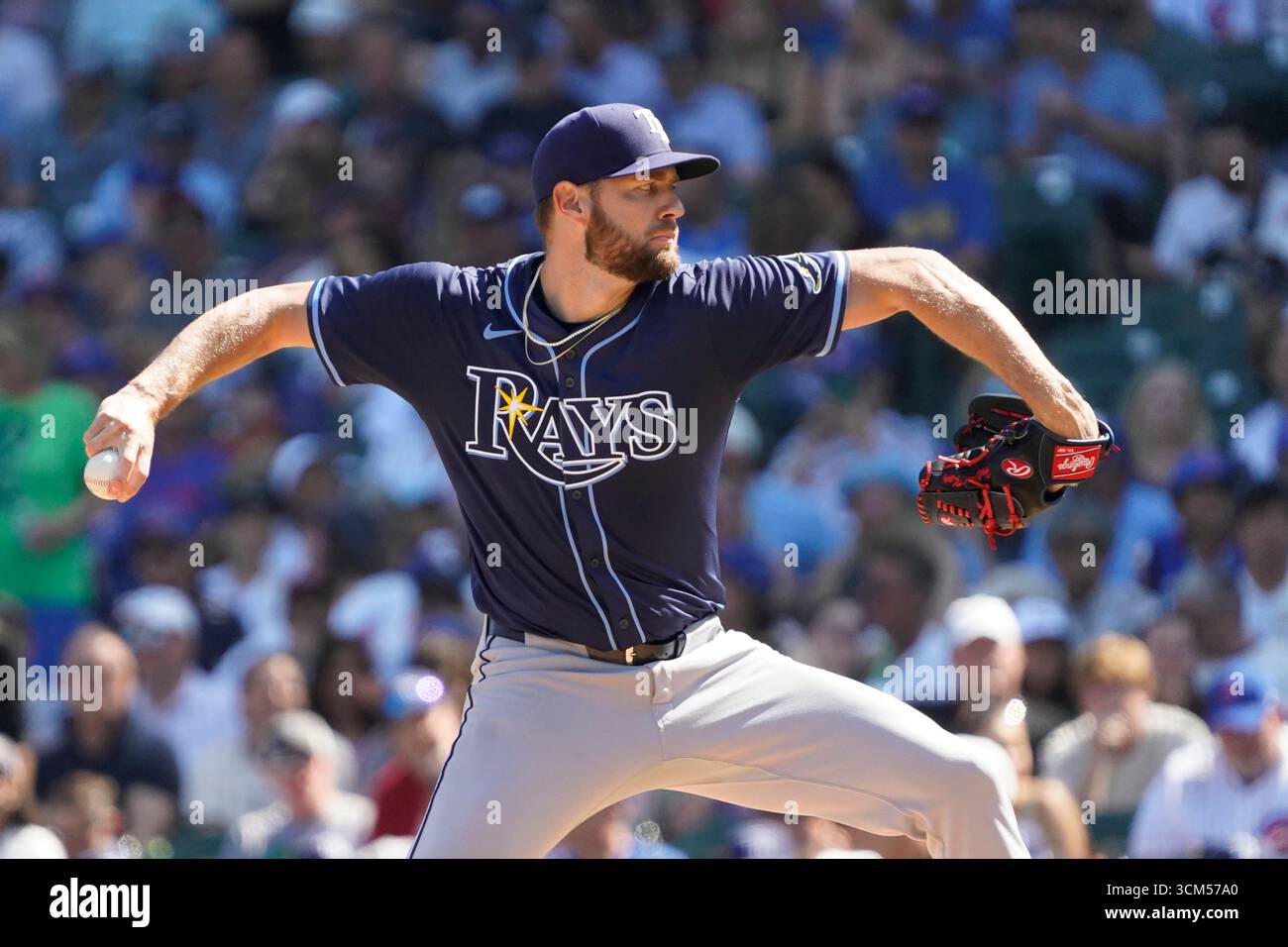 Tampa Bay Rays pitcher Adrian Houser throws the ball against the ...