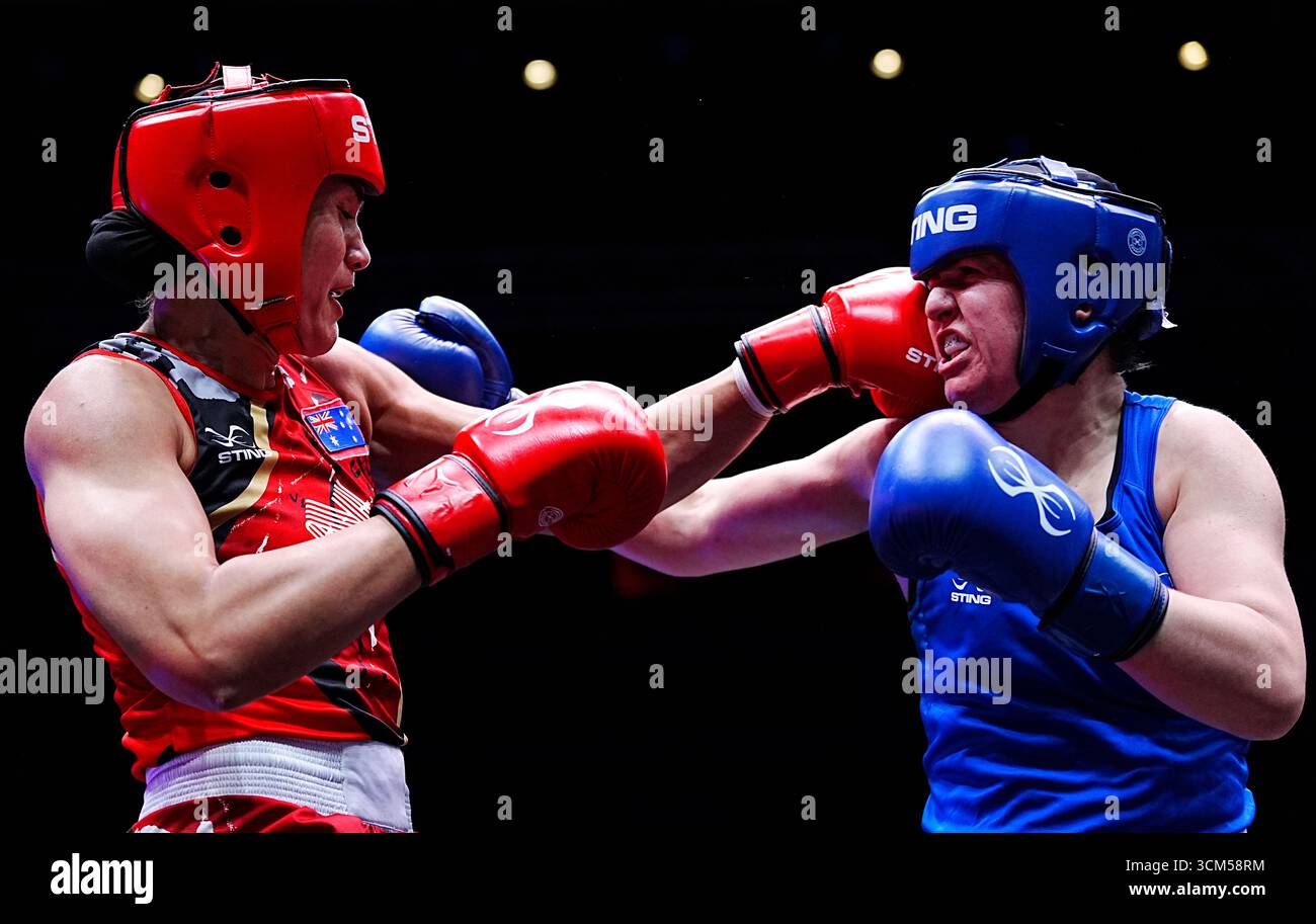 Australia's Eseta Flint (left) and England's Emily Asquith in the Women ...