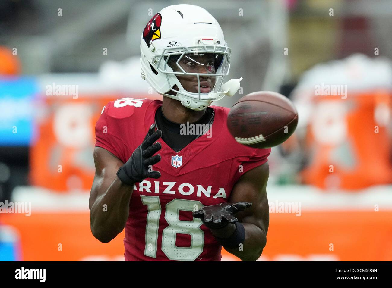 Arizona Cardinals wide receiver Marvin Harrison Jr. (18) warms up prior ...