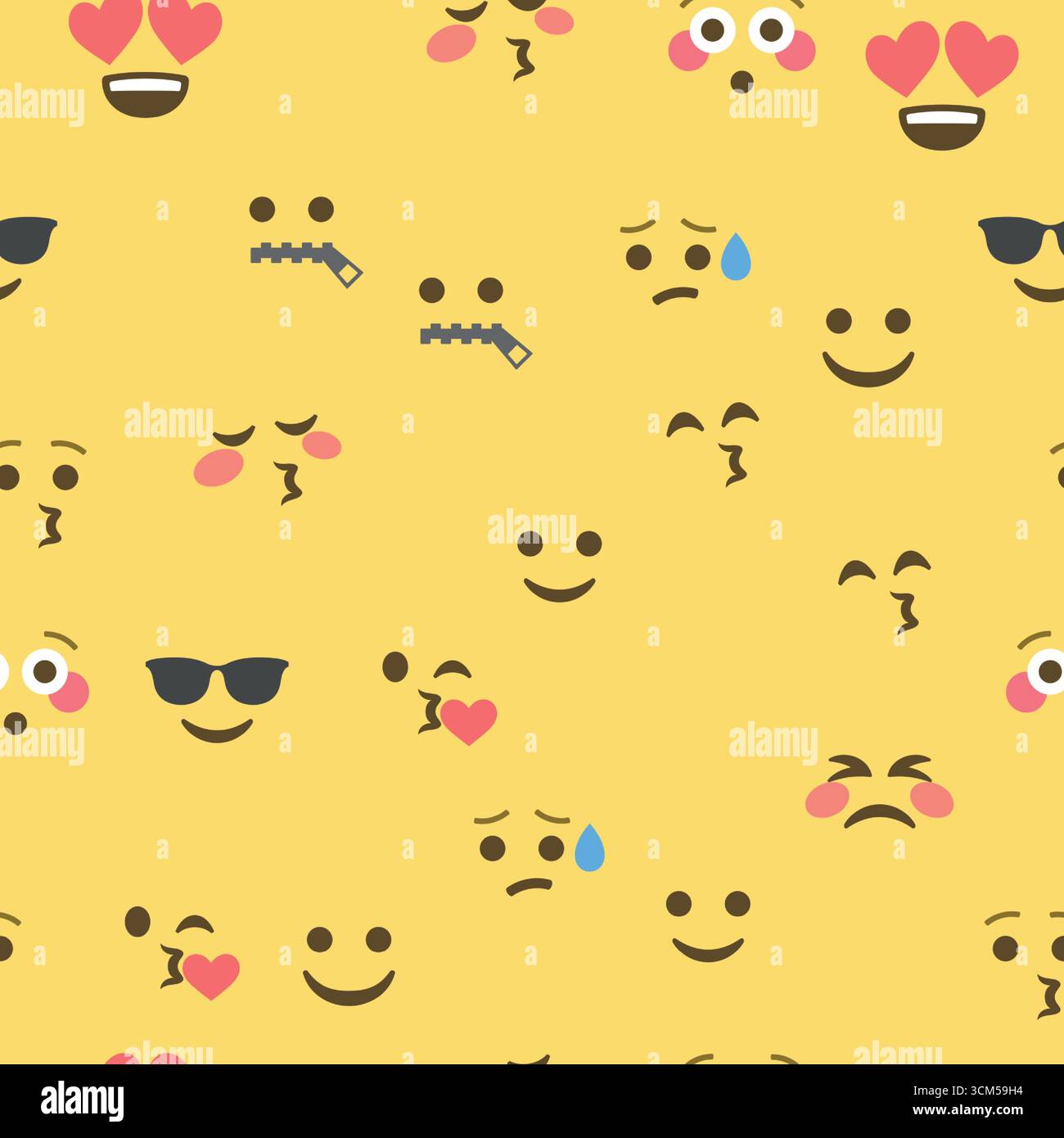Seamless pattern of emoticons and emoji, emoji vector illustration ...